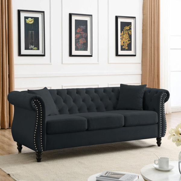 Rosdorf Park Kinesha 80'' Velvet Sofa | Wayfair